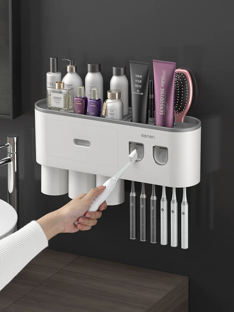 Punch-free-Toothbrush-Rack-Brushing-Cup-Toilet-Storage-Box-Tooth ...