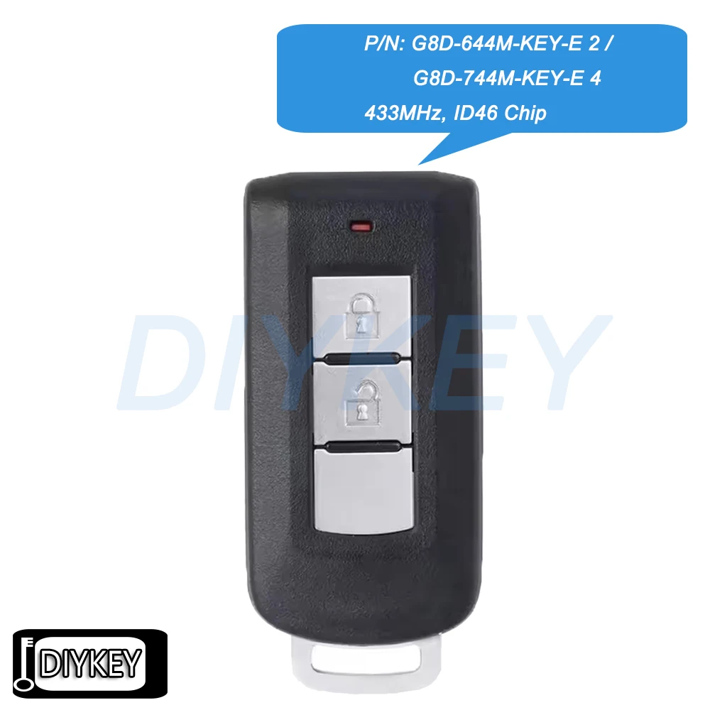 2 Buttons OEM Smart Remote Car Key Fob 434MHz ID46 Chip for Mitsubishi ...