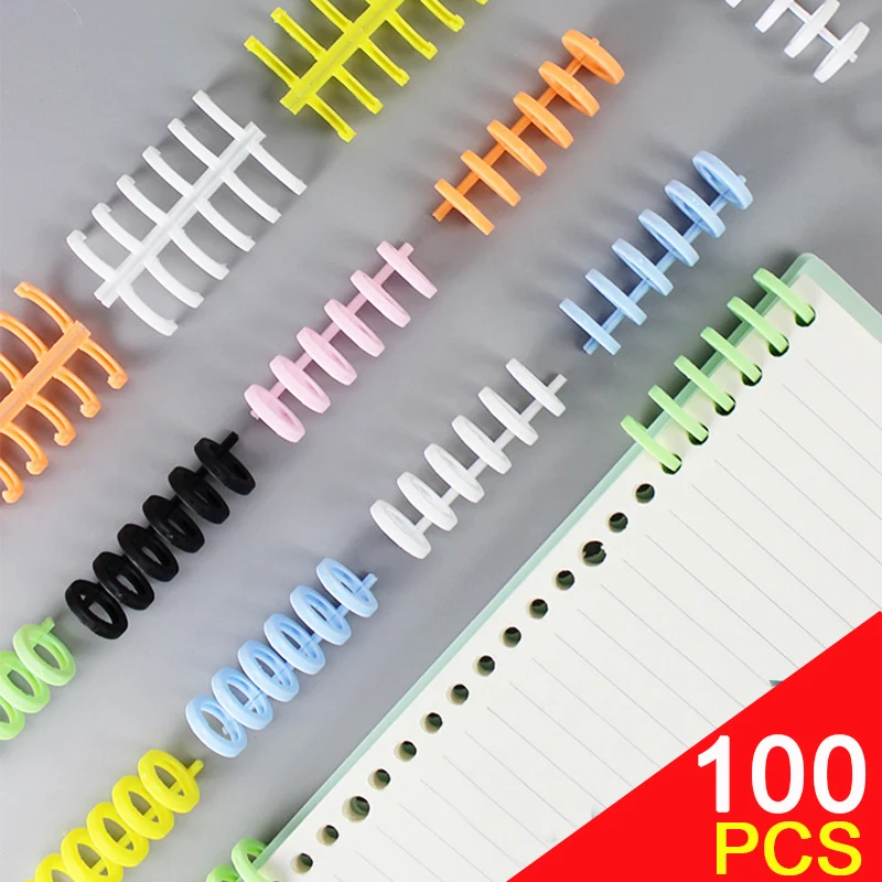 100-Pcs-6-Hole-Loose-leaf-Plastic-Binding-Ring-Spring-Spiral-Rings-for ...