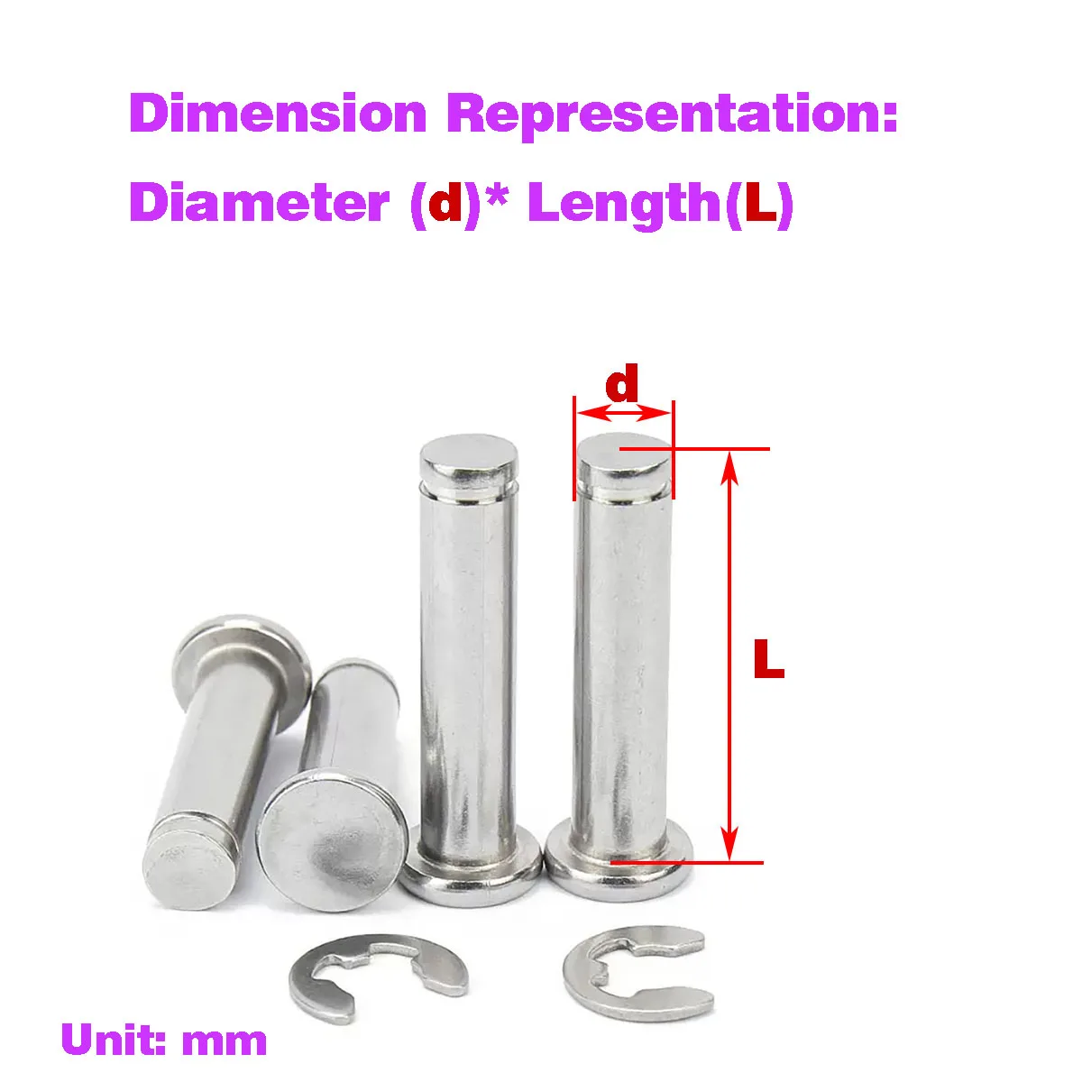 304-Stainless-Steel-Flat-Head-Pin-Shaft-With-Hole-Locating-Pin-Circlip ...