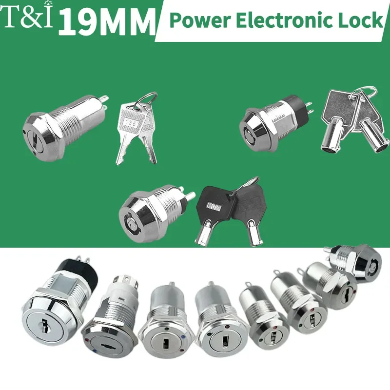 19MM-Power-Electronic-Locks-with-Switch-Key-Single-Double-Pull-Sets-of ...