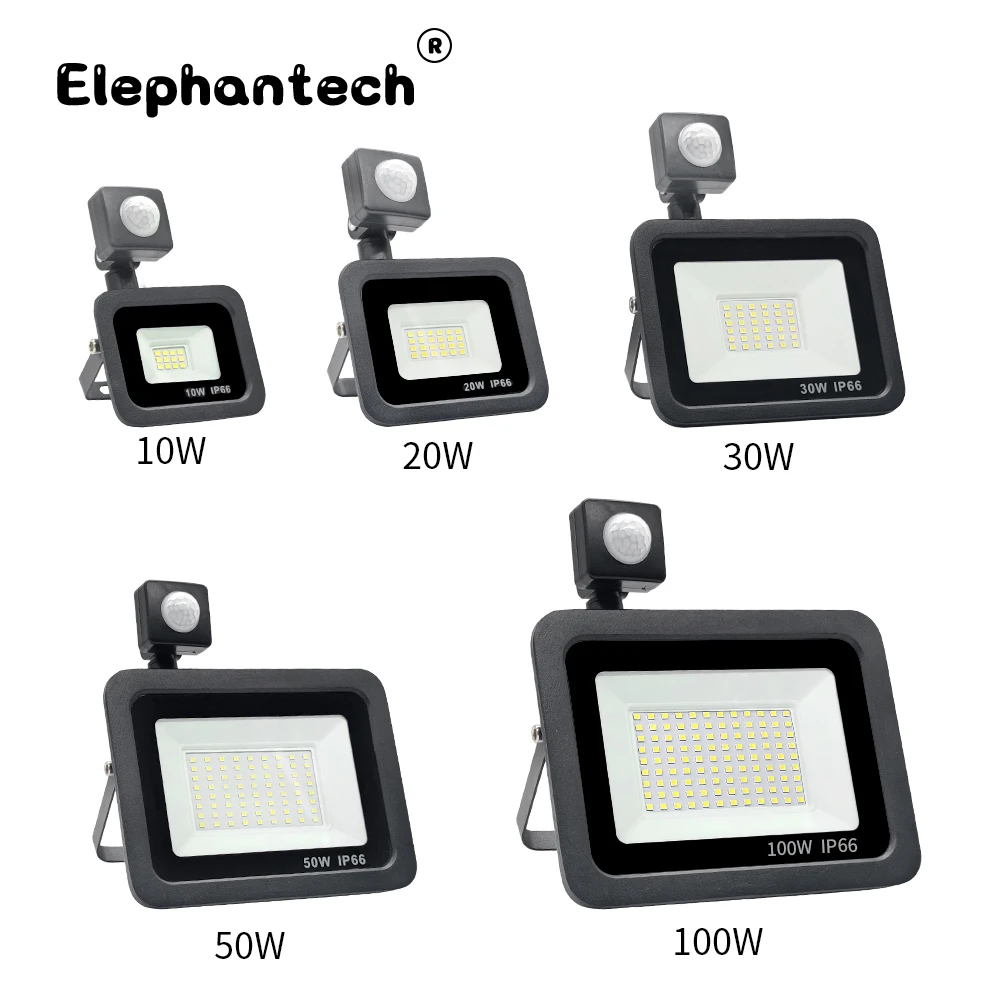 LED PIR motion sensor floodlight for outdoors wall 220V White 100W 50W ...