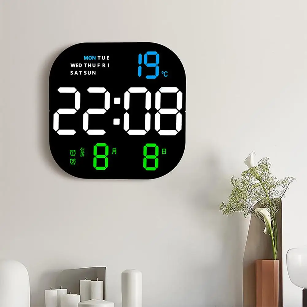 New-LED-Digital-Wall-Clock-10-Level-Adjustable-Brightness-Time ...