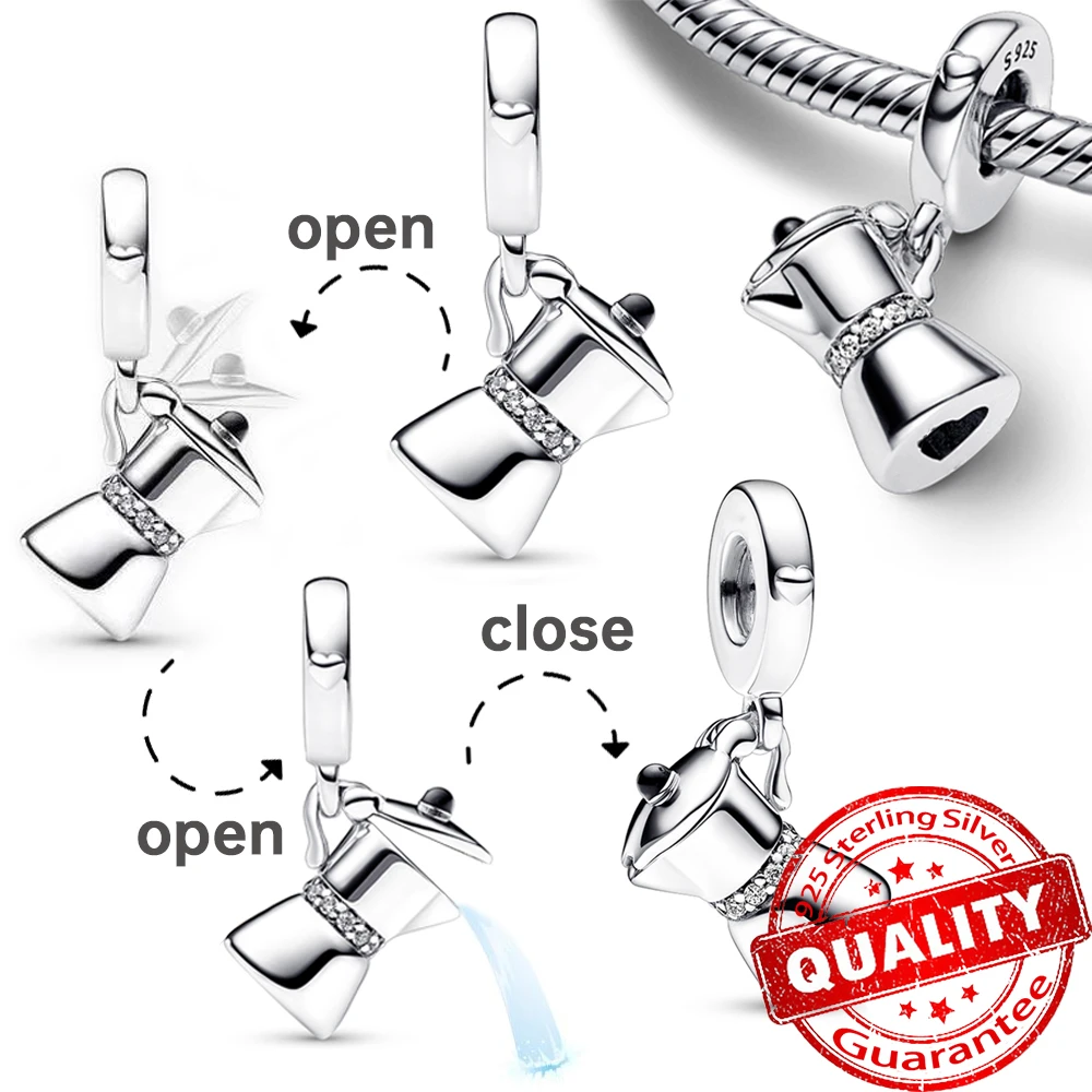 New-925-Sterling-Silver-Moka-Coffee-Pot-Dangle-Charm-Fit-Original ...