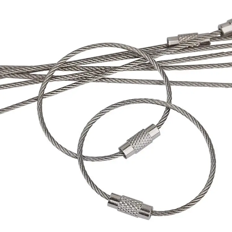 1000pcs-Keychain-Tag-Rope-Stainless-Steel-Wire-Cable-Loop-Screw-Lock ...