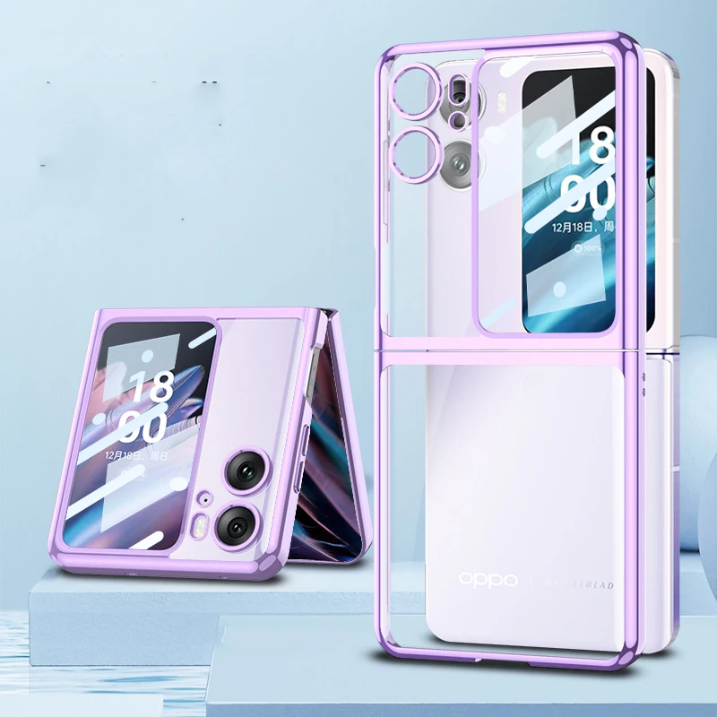For-OPPO-Find-N2-Flip-Case-Luxury-Transparent-Plating-Folding ...