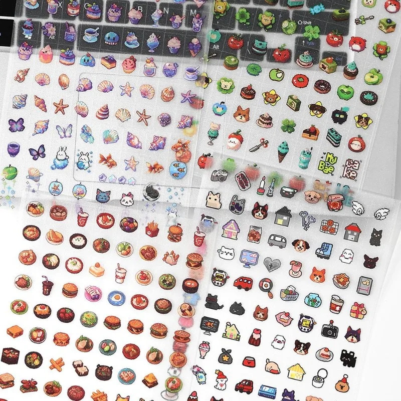 Glitter Pixel Grid Stickers Retro Japanese Food Theme with Sand Texture ...
