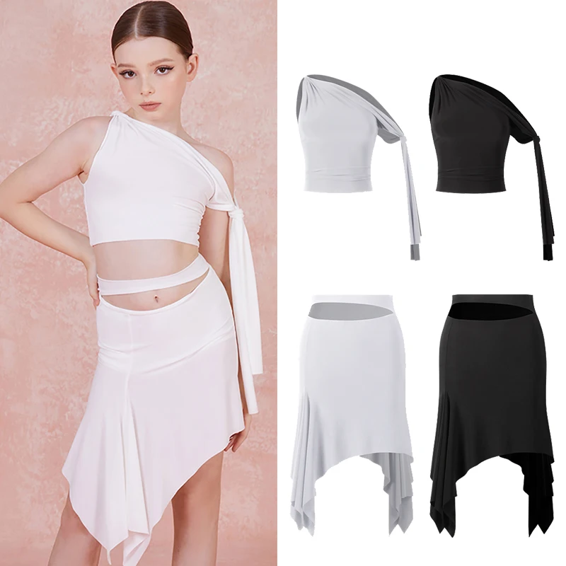 ZYM-Latin-Dance-Competition-Clothing-For-Girls-Oblique-Shoulder-Tops ...