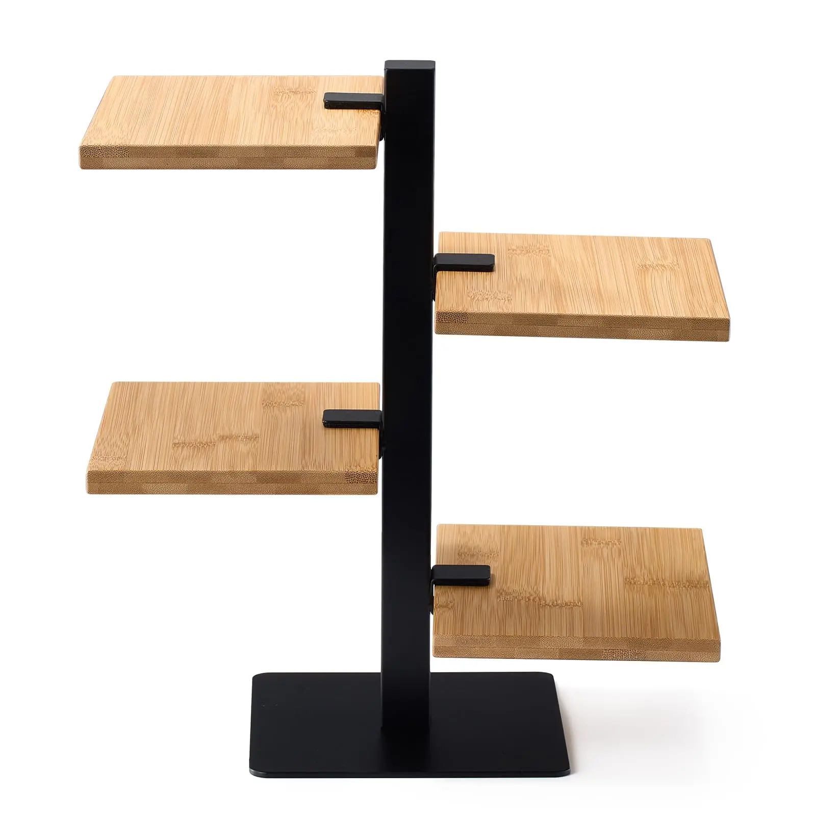 4-Tier-Wood-Rustic-Cupcake-Tower-Display-Stand-Stainless-Steel-Buffet ...