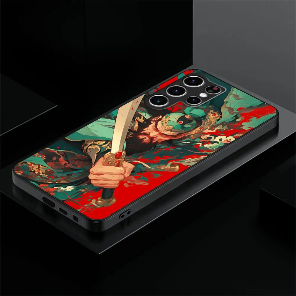 Guan Yu God of Wealth Soft Black Phone Case for Samsung S23 Ultra (Z6)