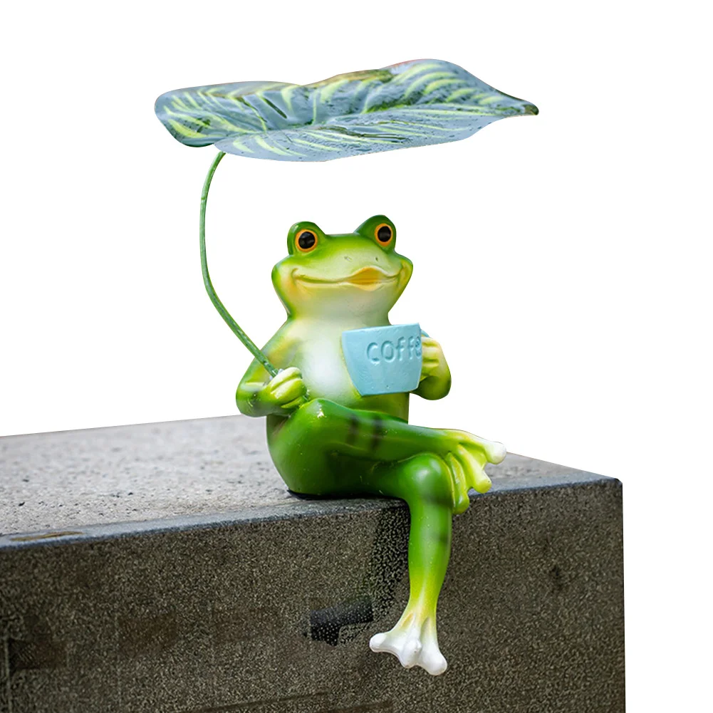 Frog Garden Statue Resin Cute Frog Statue for Garden Yard Patio Fairy ...