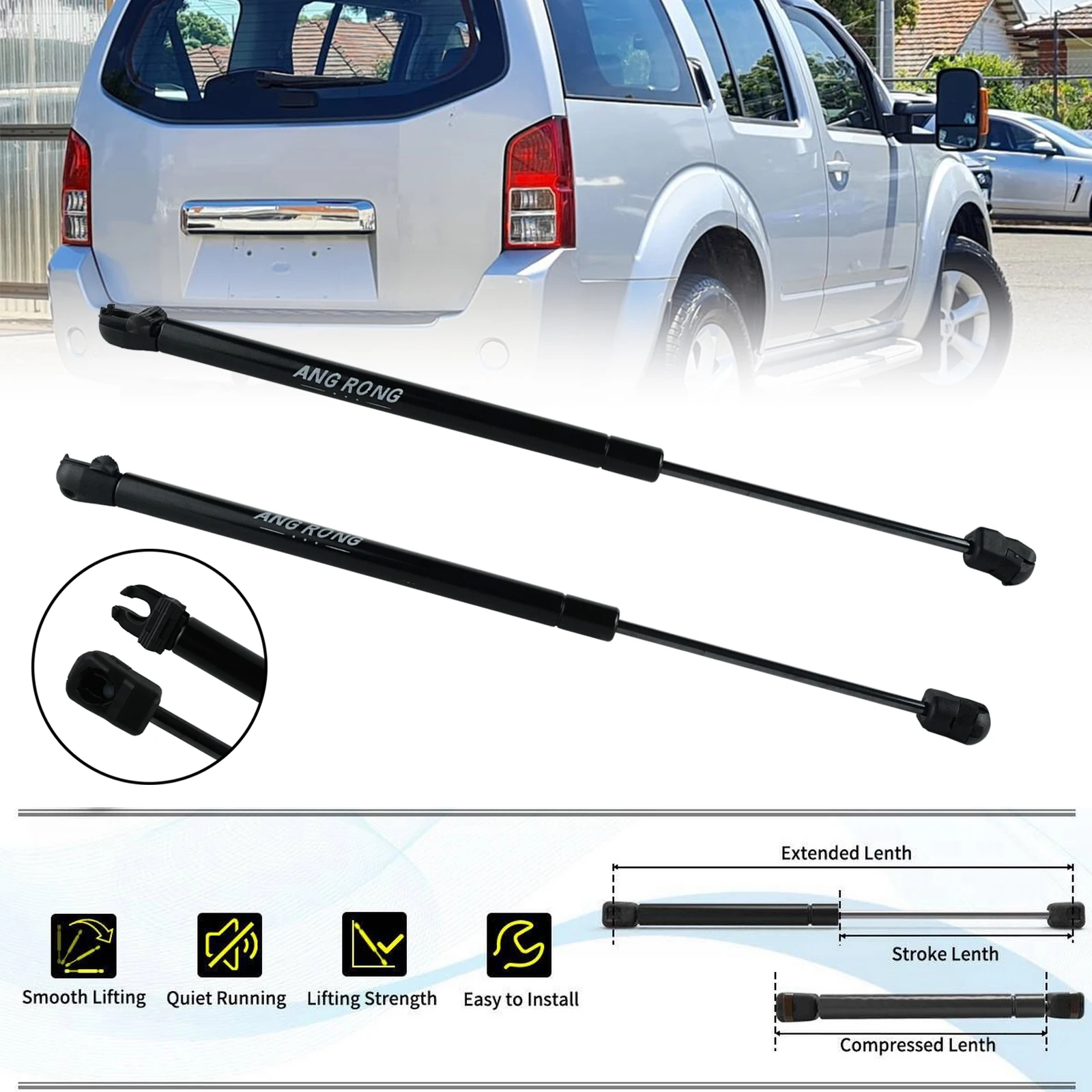 2x-For-Nissan-Pathfinder-R51-05-13-Tailgate-Rear-Window-Glass-Gas ...