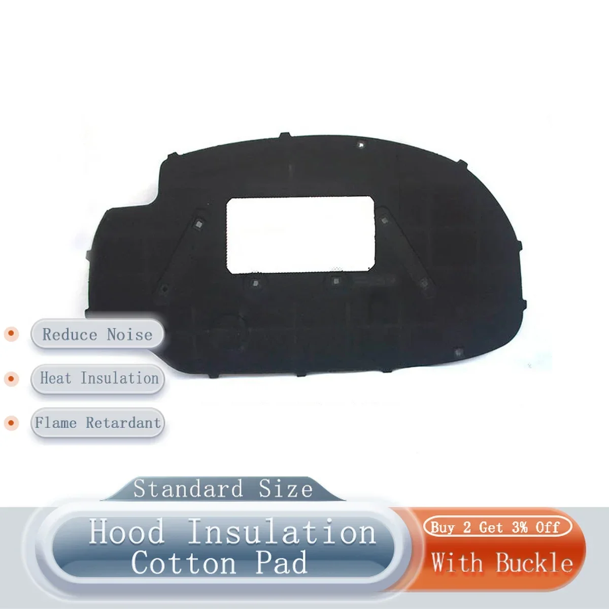 Car Engine Hood Sound Heat Fire Insulation Cotton Pad Soundproof Mat ...