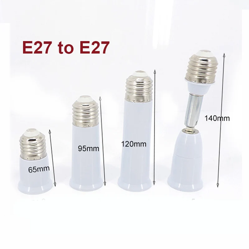 Lamp Bulb Adapter E27 to E27 Extender LED Lamp Base Holder Screw Socket ...