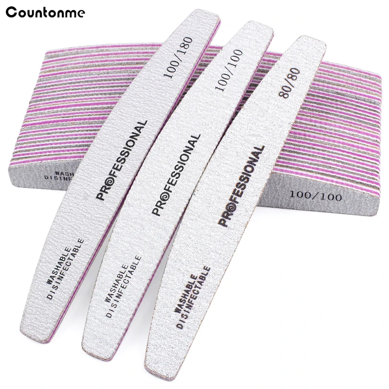 5Pcs-Professional-Nail-Art-File-Grey-Buffer-100-180-Grit-Curved-Double ...