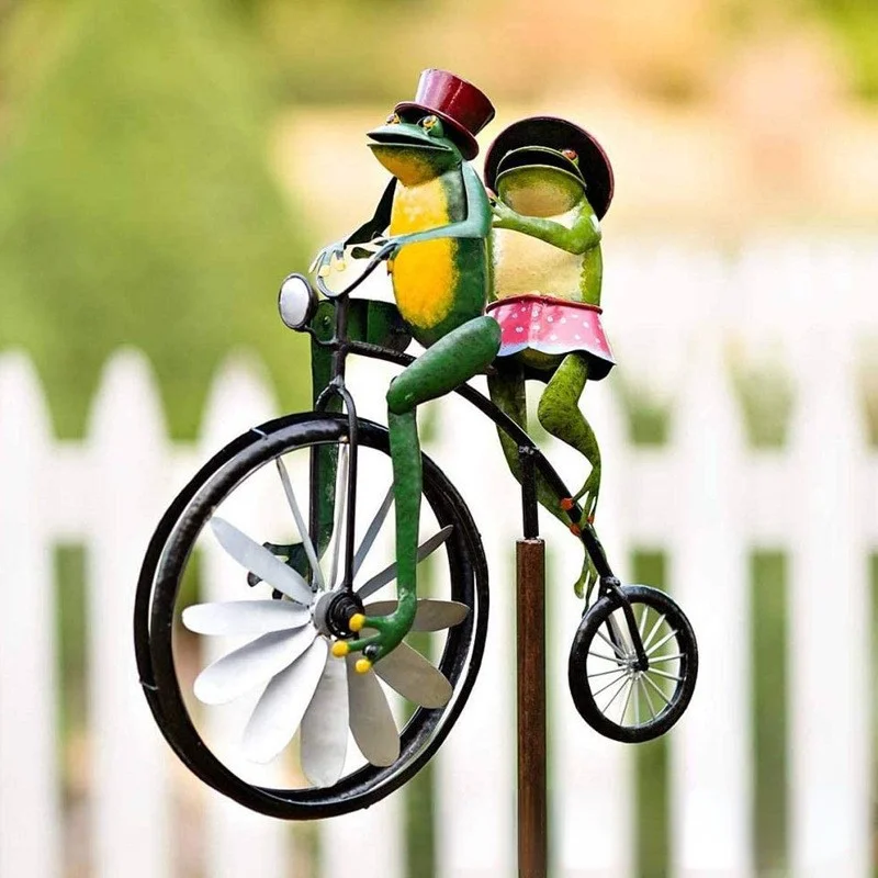 Wind-Spinners-Metal-Funny-Frog-Riding-Vintage-Bicycle-Wind-Sculptures ...