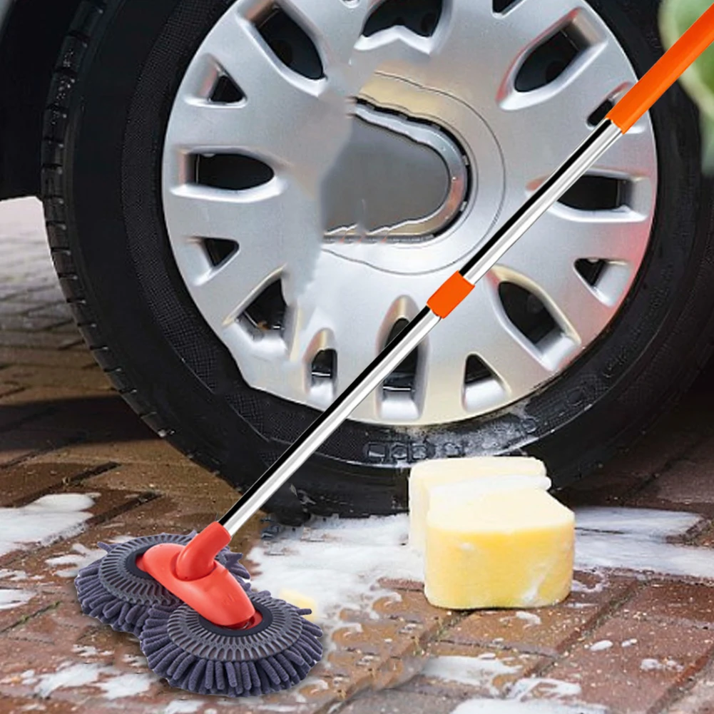 Telescopic-Mop-Foam-Washing-Broom-Car-Washer-Mop-Double-Brush-Head ...