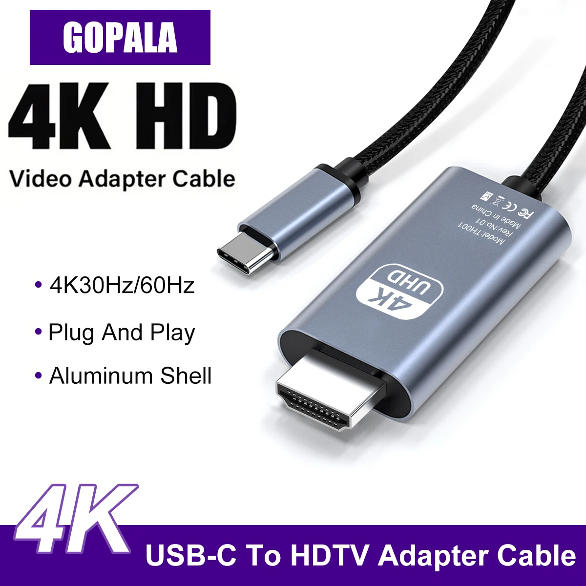 4K30Hz-60Hz-USB-C-To-HDMI-Cable-2M-6-56Ft-Plug-Play-High-Resolution ...