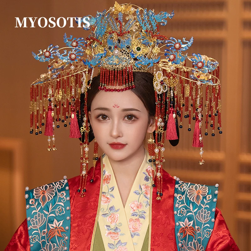 Luxury-Bride-Phoenix-Crowns-for-Women-Wedding-Queen-Blue-Chinese ...