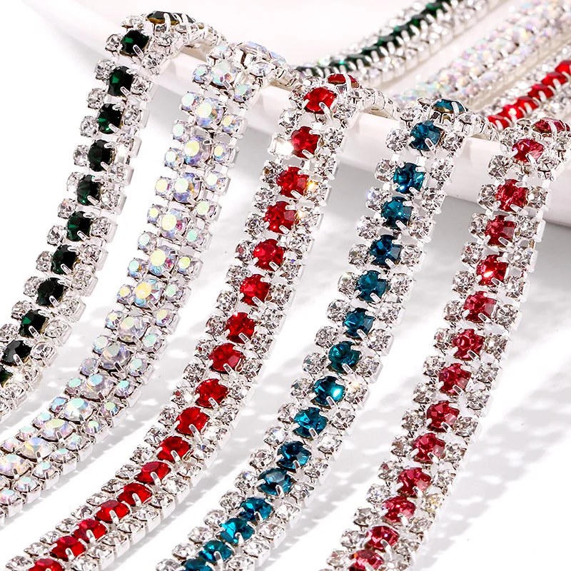 DUCRYSTARL-1Yard-3Rows-Crystal-Rhinestone-Chain-Glass-Chain-Sewing ...