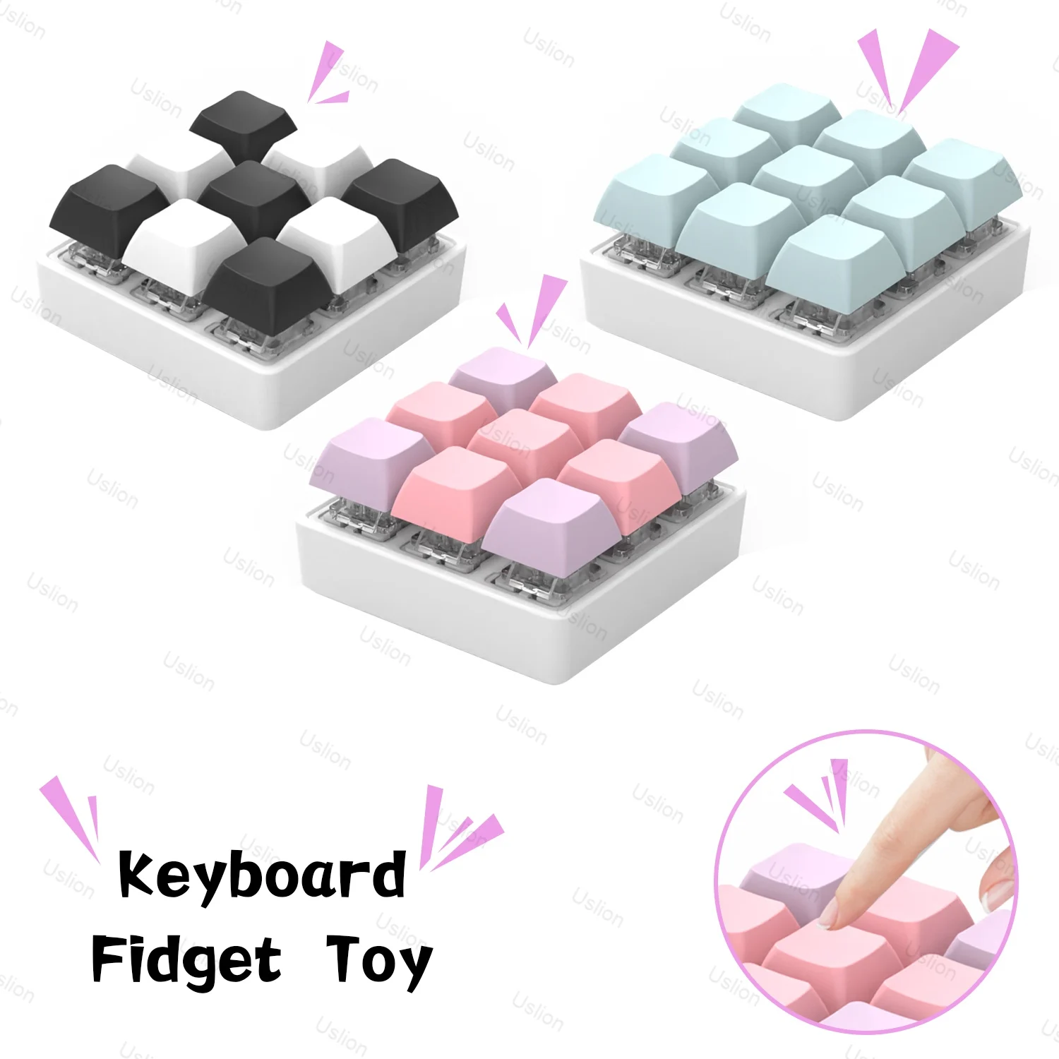 9-Keys-Keyboard-Key-Toy-Party-Stress-Relief-DIY-Fidget-Button-Keycap ...