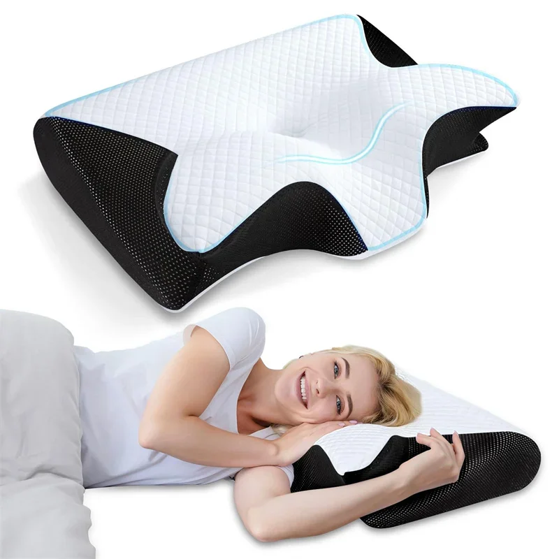 1PC Memory Foam Cervical Pillow 2 in 1 Ergonomic Contour Orthopedic ...