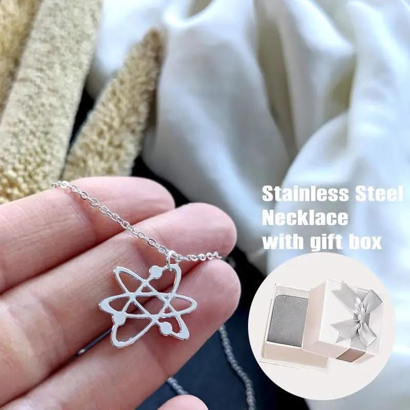 Stainless Steel Necklaces Symbol of Science Atom Pendant Necklace for ...