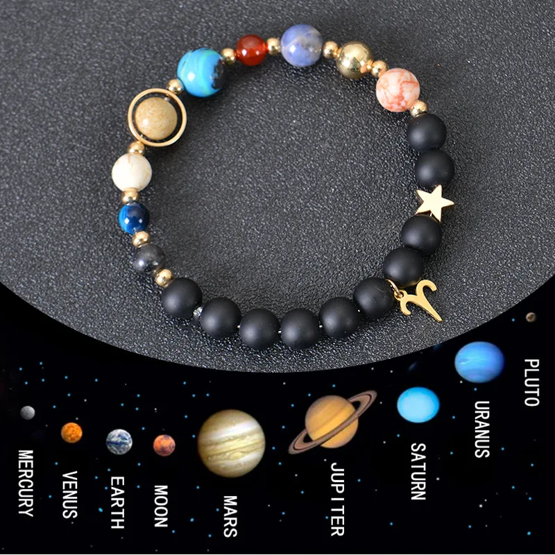 Pulseira-de-El-stico-para-Homens-e-Mulheres-Oito-Planetas-12-Constela ...