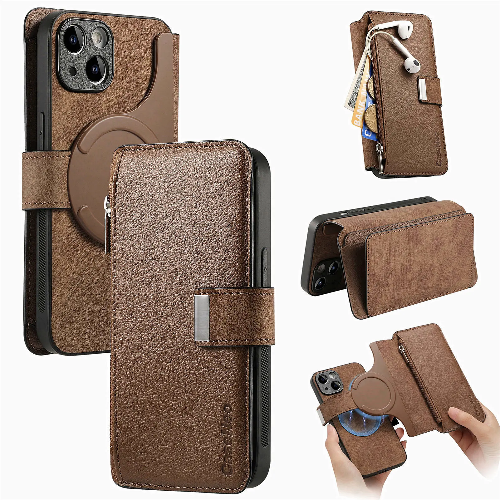 With Magsafe Wallet Case For Xiaomi Poco X6 X5 X3 M6 M5S M4 M3 F6 F5 ...