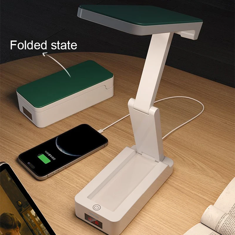 Portable-Foldable-Lamp-With-Clock-USB-Charging-Type-Fold-LED-Desk-Lamp ...