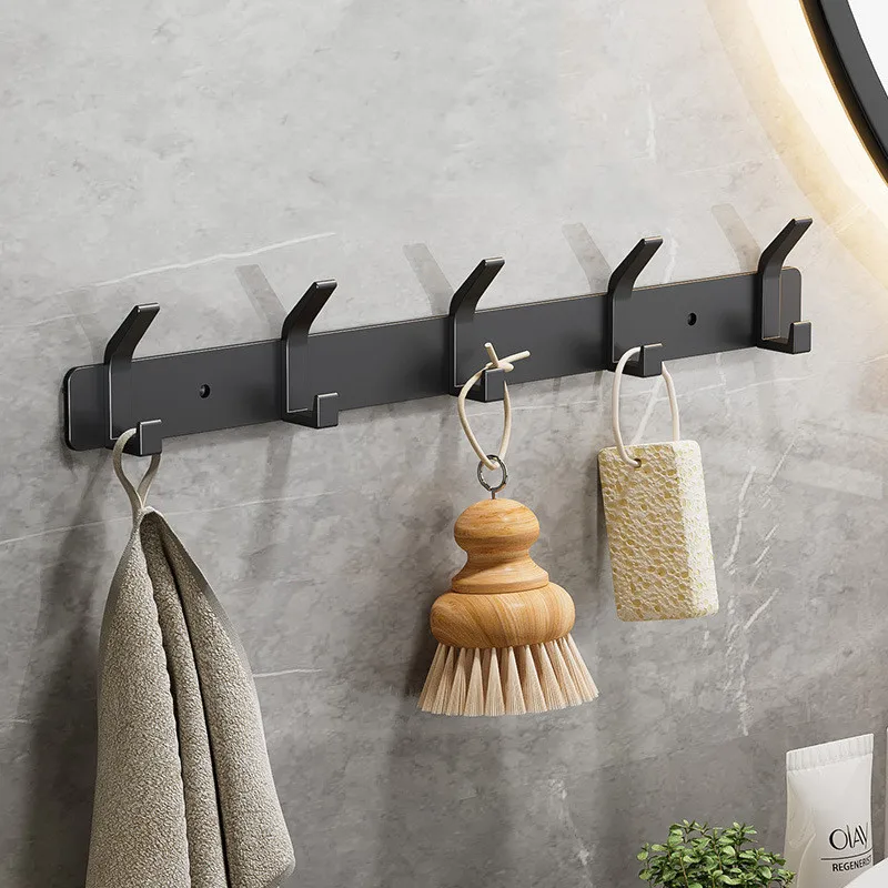 New-Black-Robe-Hooks-Towel-Hanger-Nail-Wall-Aluminium-Hooks-Rack-Door ...