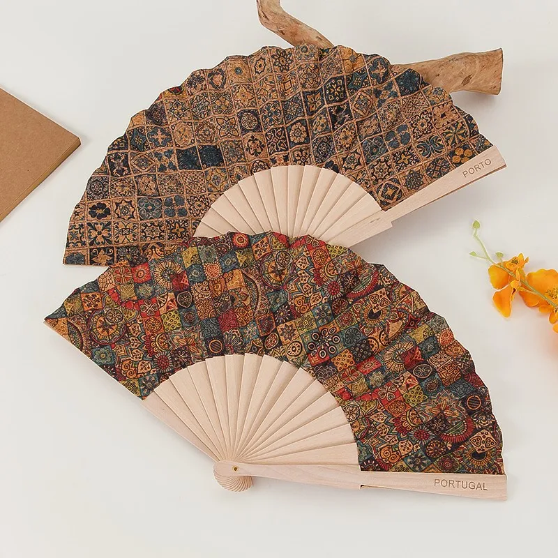 23cm Solid Wood Folding Fan, Bamboo Hand Folding Fan Retro Women'S ...