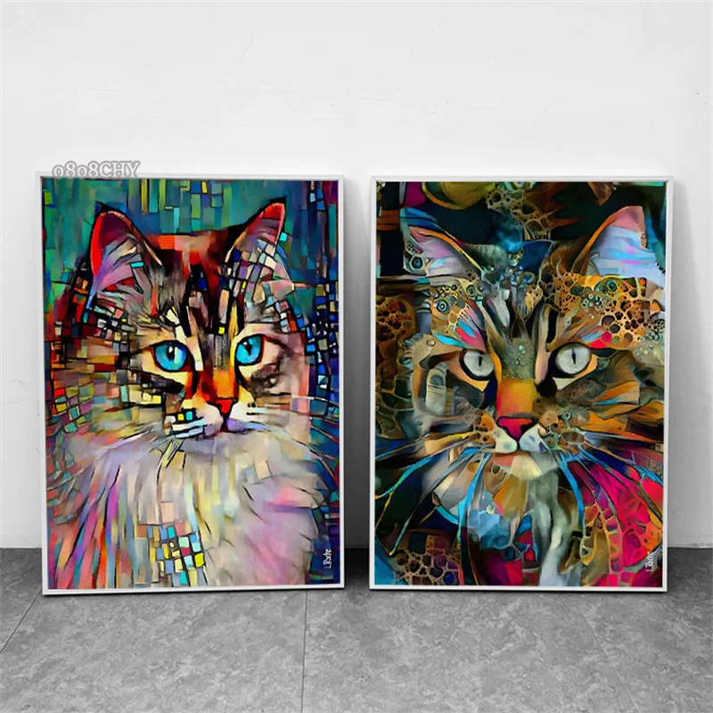 Pop Art Posters Abstract Cats Graffiti Art Canvas Painting Colorful ...