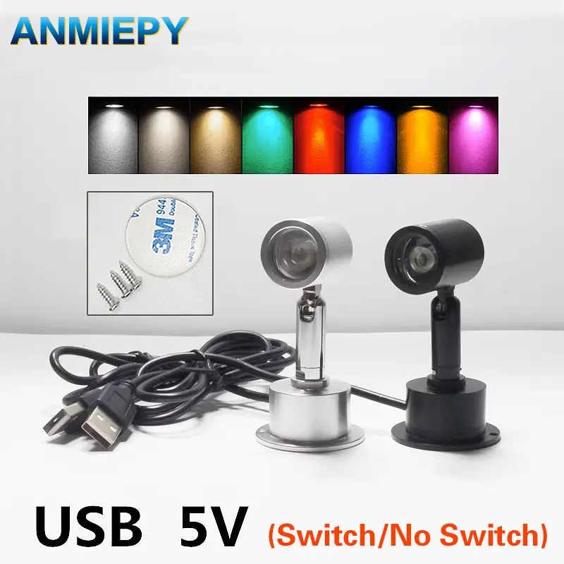 스포트라이트 USB DC5V LED 쥬얼리 캐비닛 쇼케이스, 미니 스팟 벤치 램프, 천장 조명 스위치, USB 인터페이스, 3W| | - AliExpress