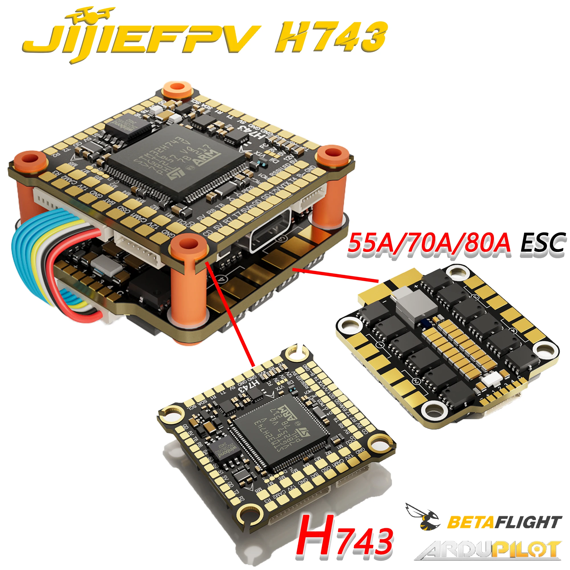 JIJIEFPV H743 FC 6S 55A STACK 4IN1 Blheli_S Bluejay 8bit ESC H743 ...