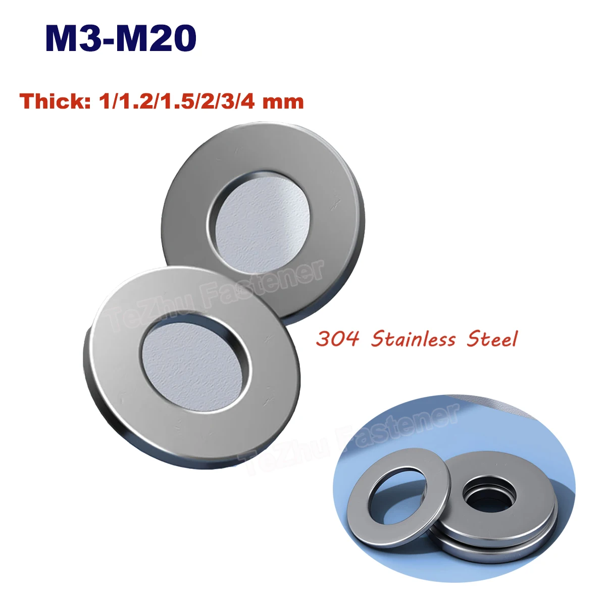 304-Stainless-Steel-Plain-Washers-Gasket-M3-M4-M5-M6-M8-M10-M12-M14-M16 ...