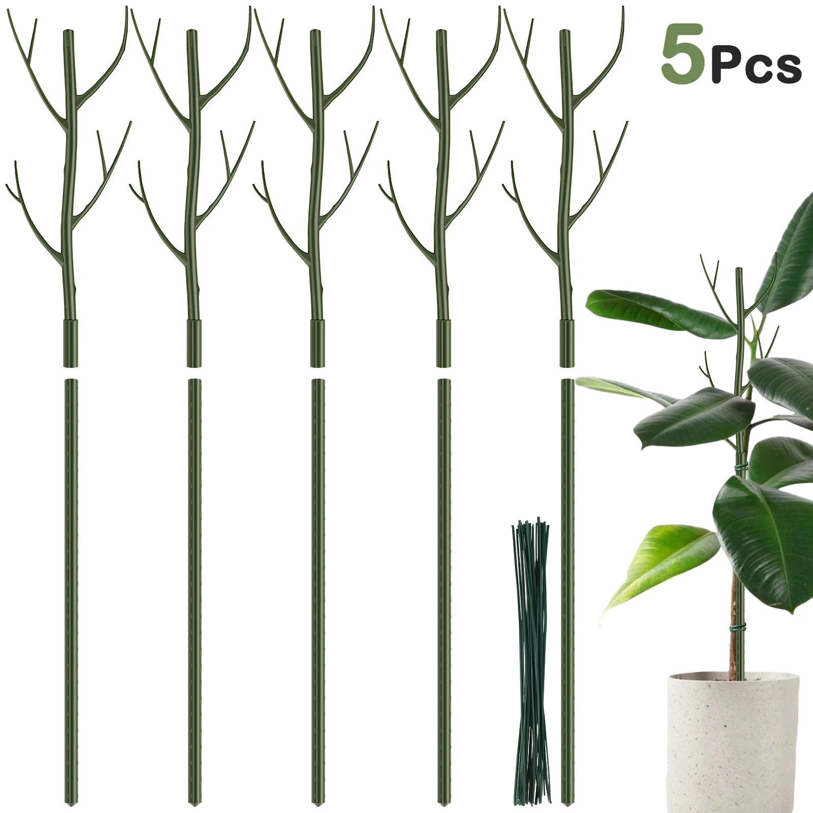 5Pcs-Plant-Support-Stakes-Reusable-Simulated-Tree-Branch-Plant-Stakes ...