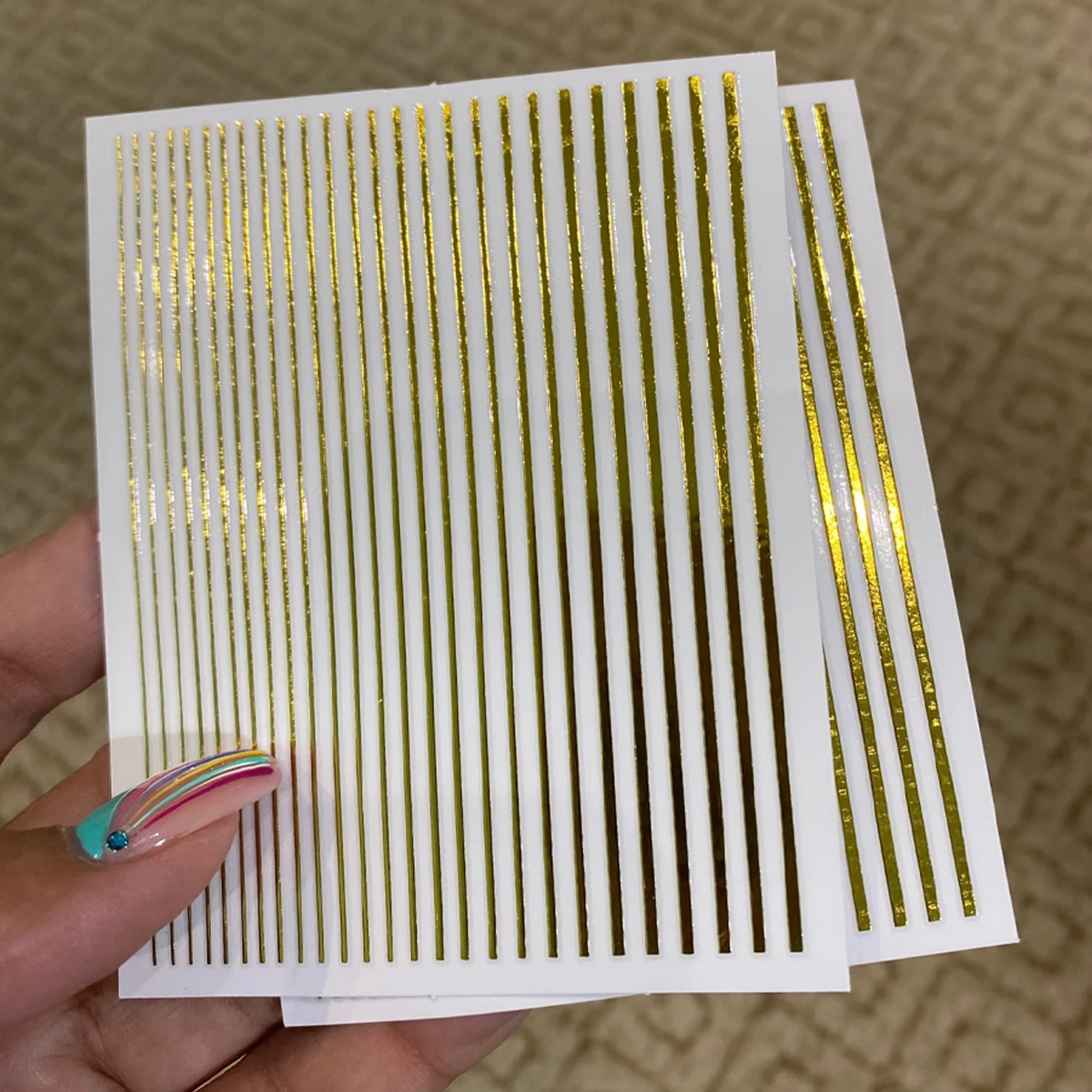 12Pcs-1pcs-Nail-Lines-Strip-Stickers-Gold-Silver-Metal-CurveStrip-Tape ...