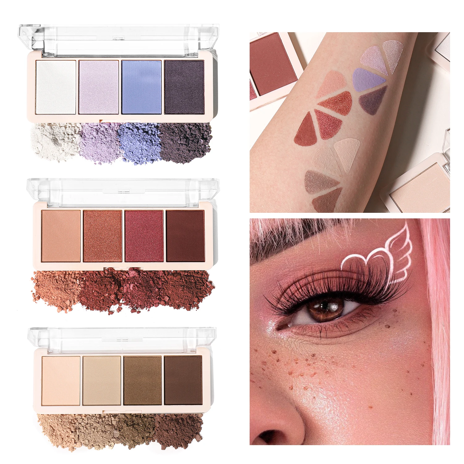 Young Vision 4 Colors Eyeshadow Palette Shimmer Shine Long-lasting ...