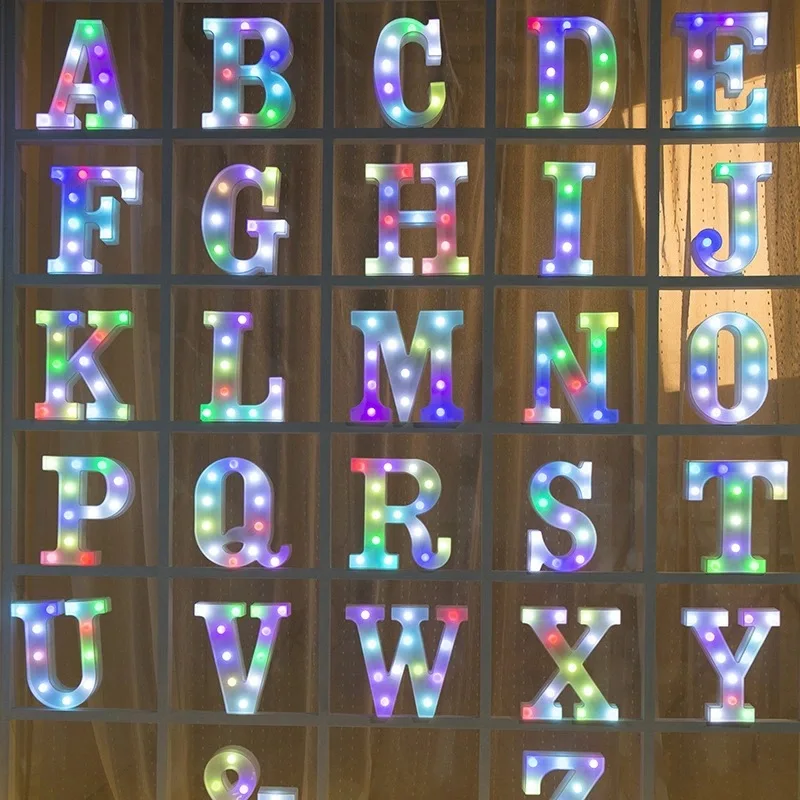 22CM Alphabet Letter LED Lights Change Color Lights Decor Battery Night ...