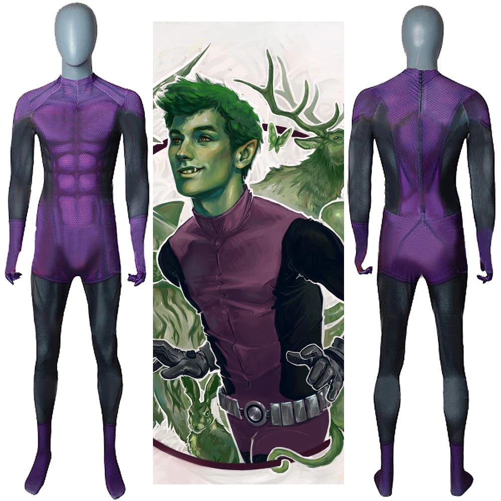 Beast Boy Muscle Dyesub Cosplay Boys 3D Printed BodySuit Teen Titans ...