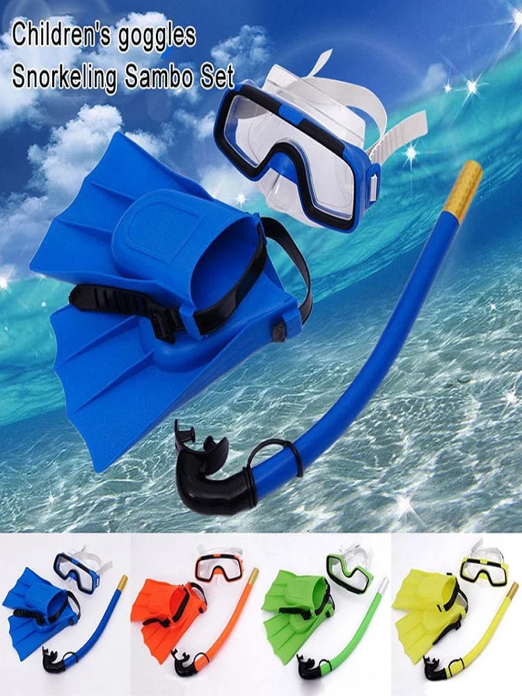Children Diving Mask Snorkel Fins Set Dry Snorkel Underwater Snorkeling ...