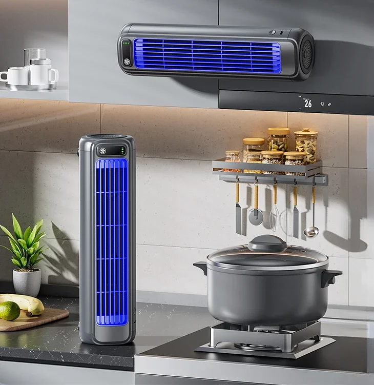 Kitchen-punch-free-wall-mounted-small-fan-home-bedroom-silent-charging ...