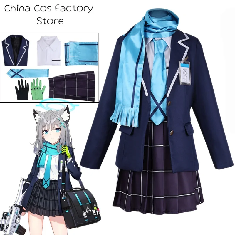 Anime Game Blue Archive Sunaokami Shiroko Cosplay Costume School jk ...