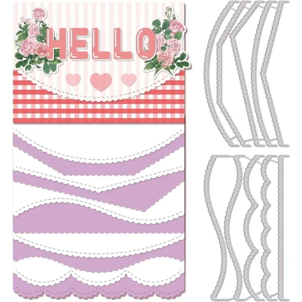 10Pcs Stitched Borders Cutting Dies Metal Scalloped Lace Border Die ...