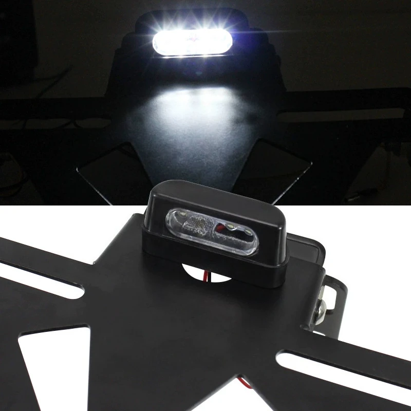 Universal 12V 4LED Motorcycle License Plate Light Black Rear Decorative ...