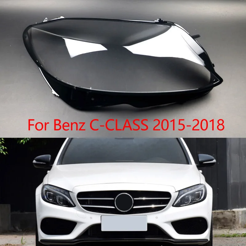 For-2015-2018-Mercedes-Benz-W205-C180-C200-C260-C280-C300-Headlamp-Cover-Transparent-Lampshade ...