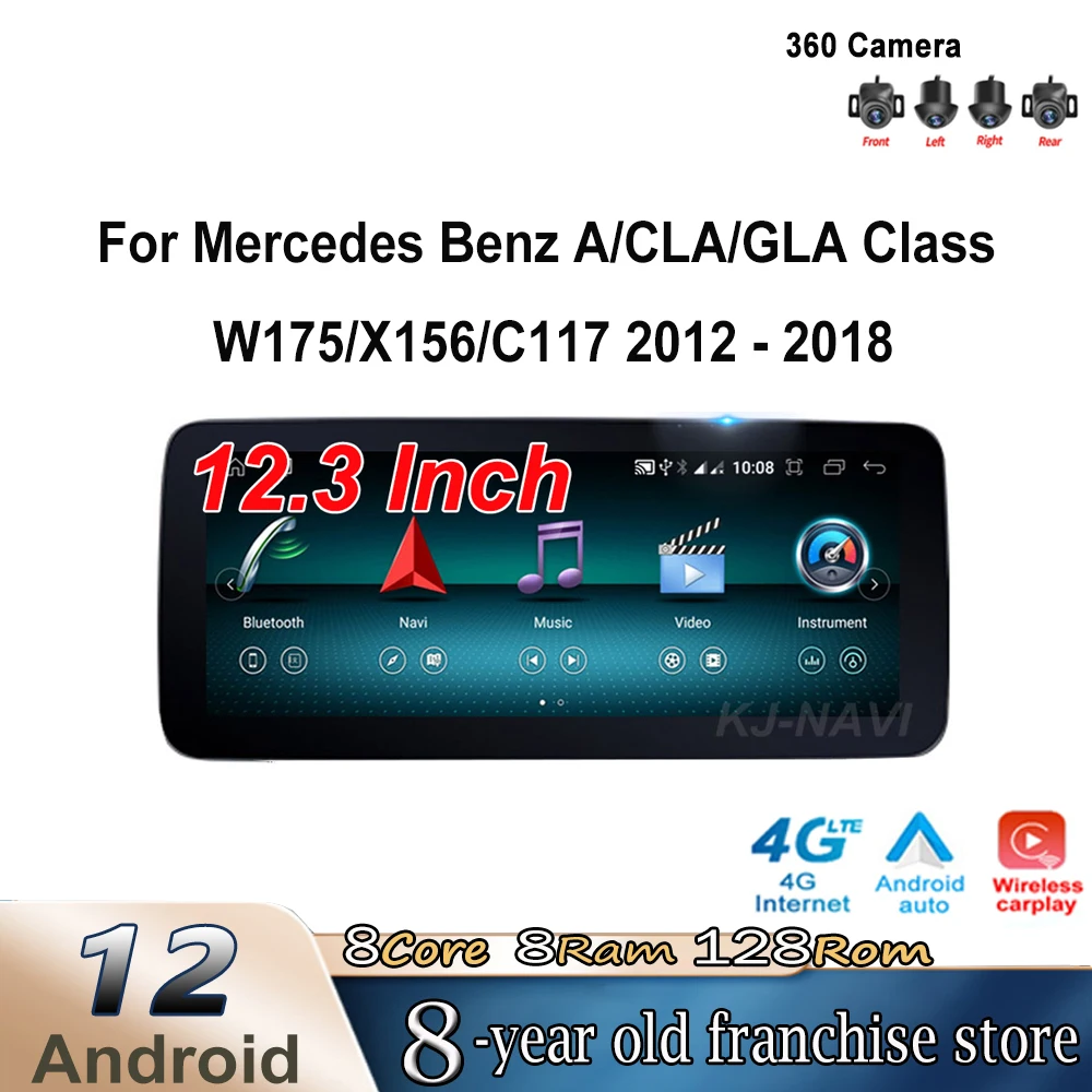 12.3" Android 12 System Car Radio Stereo For Mercedes Benz A/cla/gla ...