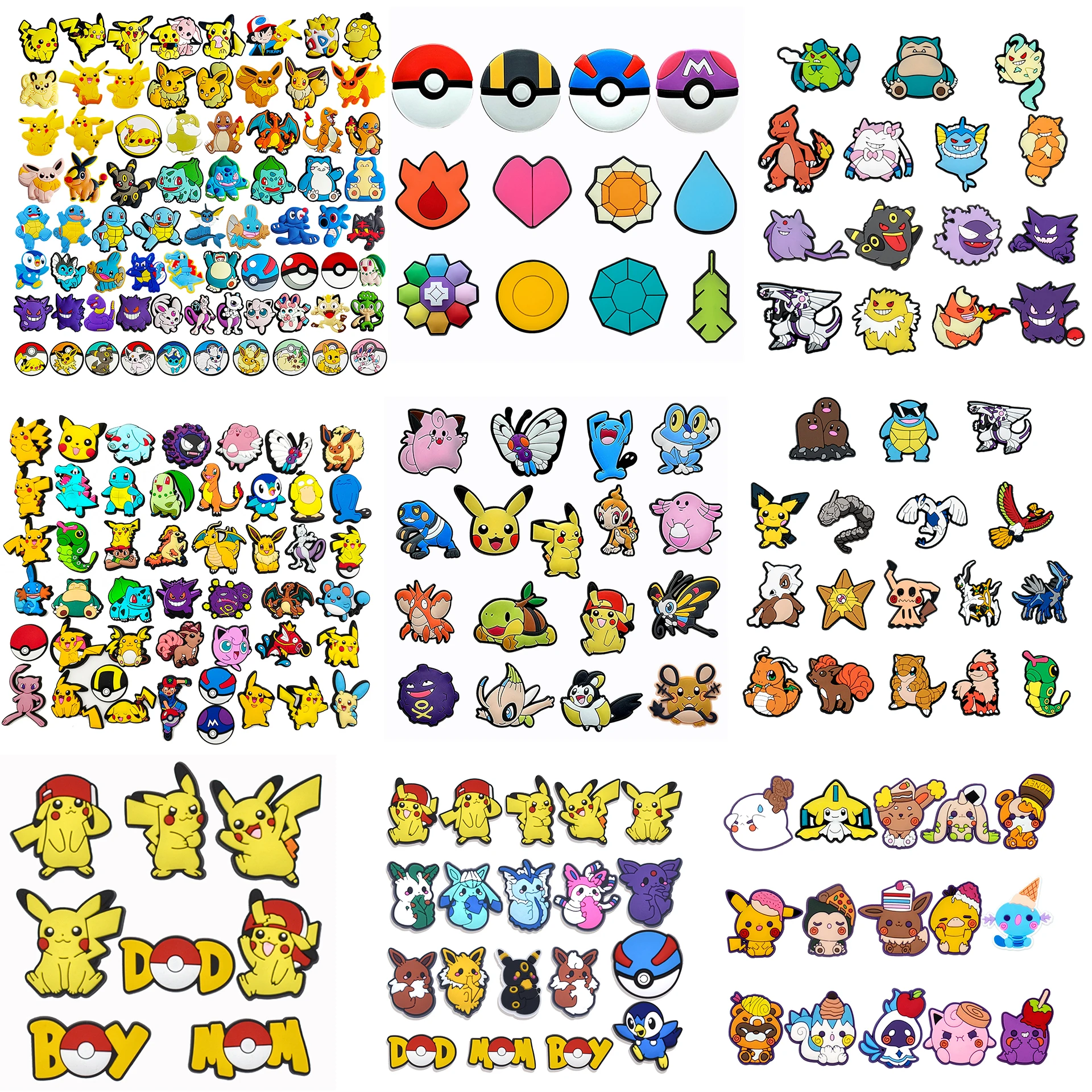 8-100Pcs-MINISO-Pikachu-Pocket-monster-Shoes-Charms-PVC-Shoe ...