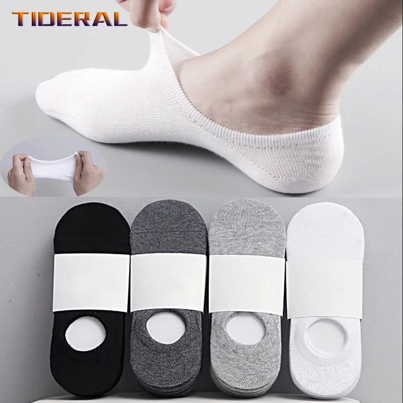 5-Pairs-Men-s-Invisible-Socks-Slippers-Cotton-Silicone-Non-slip-Summer ...